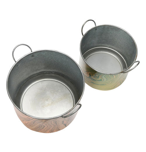 Marble Pattern Metal Buckets with Handles – Little Red Hen