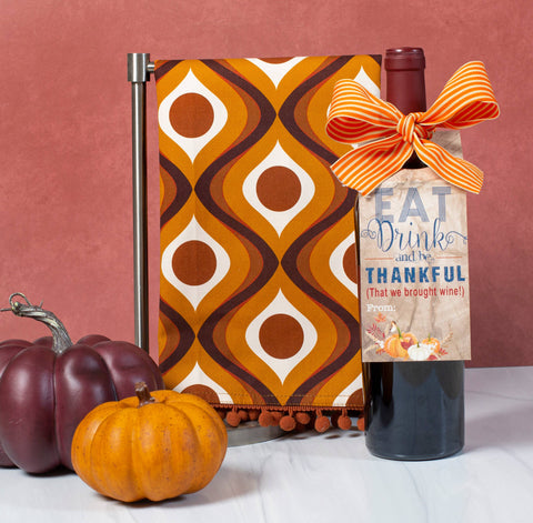 Circle in Waves Amber Mid Century Modern Tea Towel with Trim – Little ...