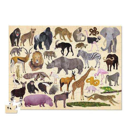 Crocodile Creek Puzzle (100 Piece) "36 Wild Animals" – Little Red Hen